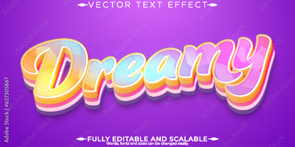 Dreamy text effect, editable rainbow and colorful text style Stock ...