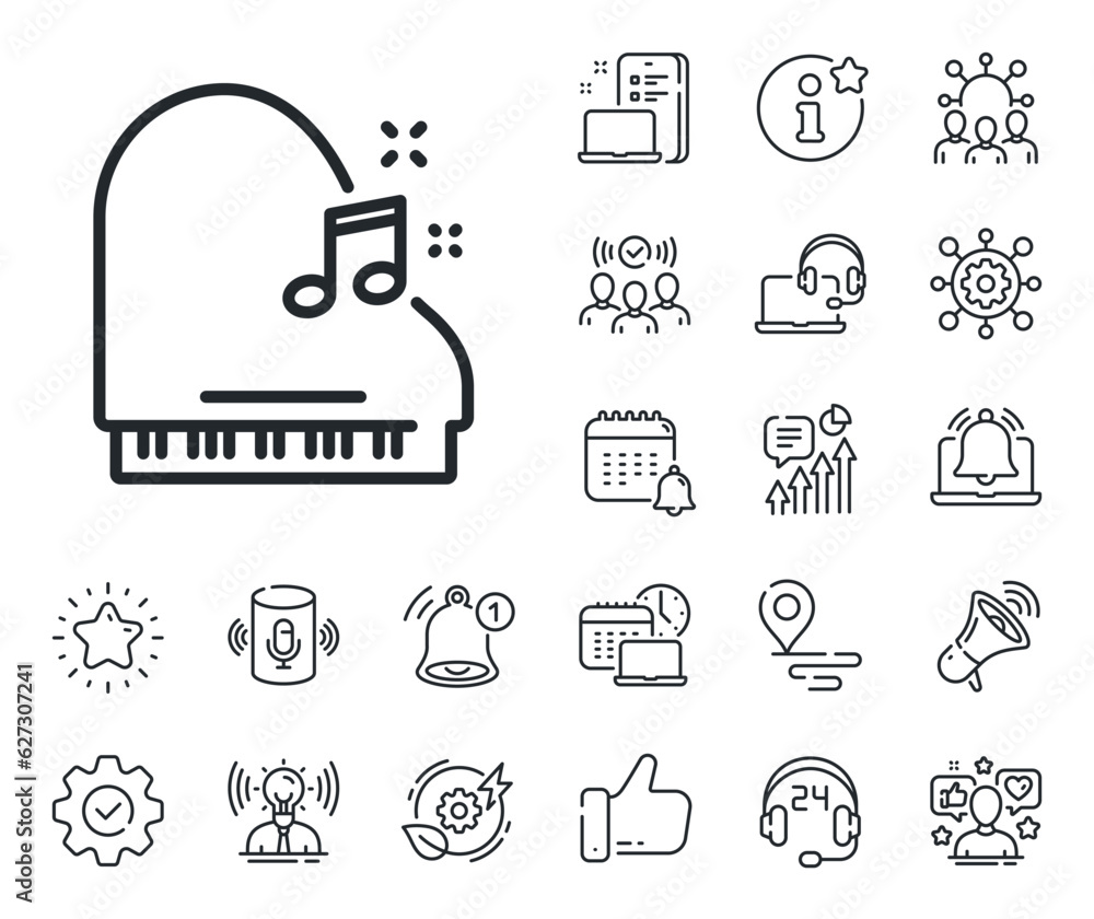 Musical instrument sign. Place location, technology and smart speaker ...