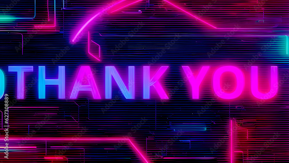 futuristic neon digital thank you text Stock Illustration | Adobe Stock