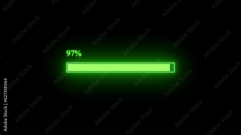 Neon light progress bar animation on black background, Blue Neon Light ...