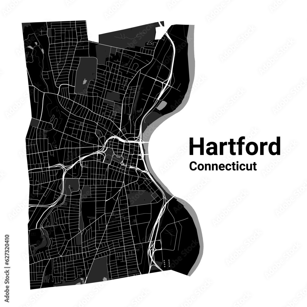 Vetor do Stock: Hartford city map, capital of the USA state of ...
