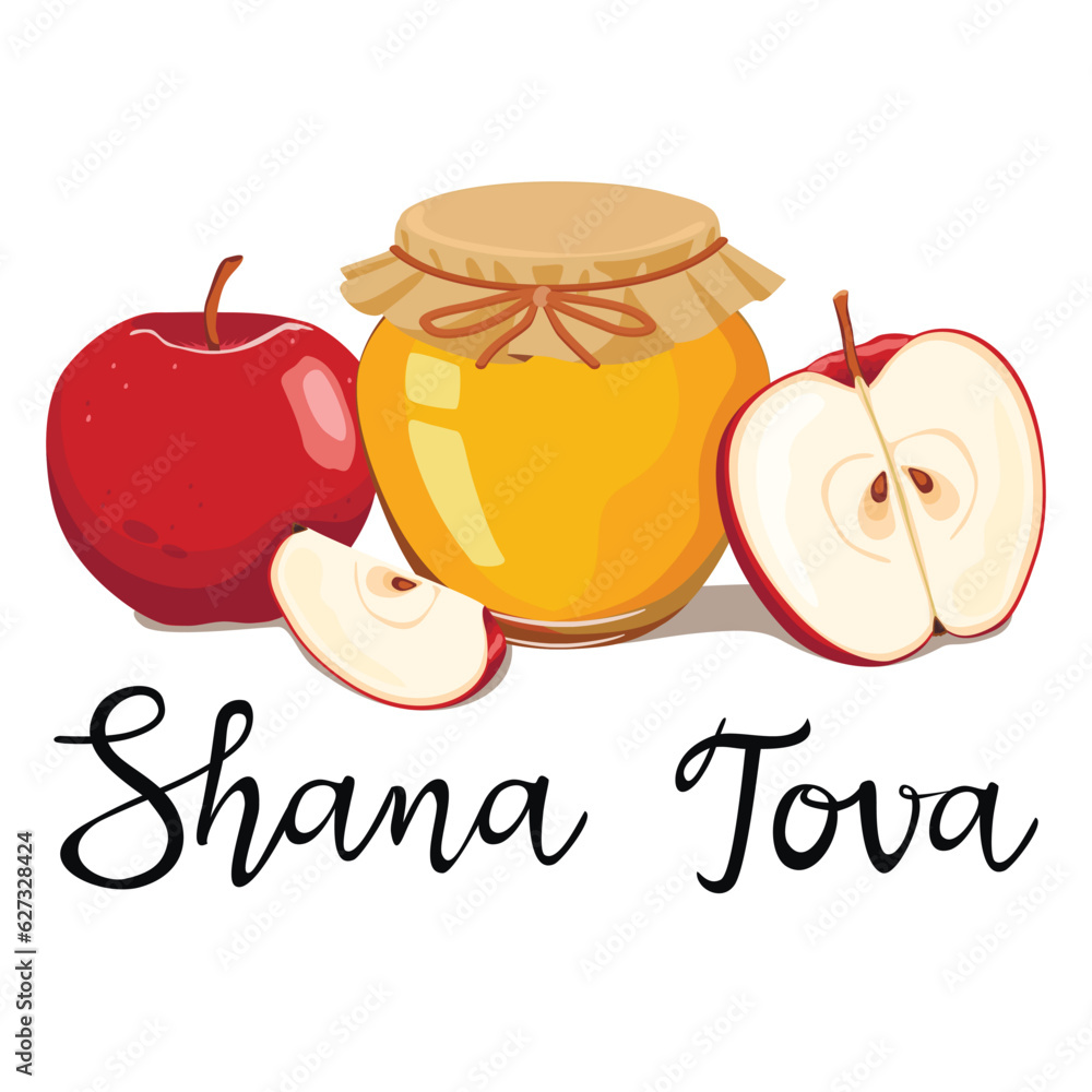 Rosh Hashanah greeting card design with hand drawing simbols of jewish ...