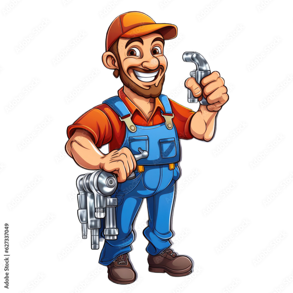 Plumber cartoon character isolated on transparent background ...