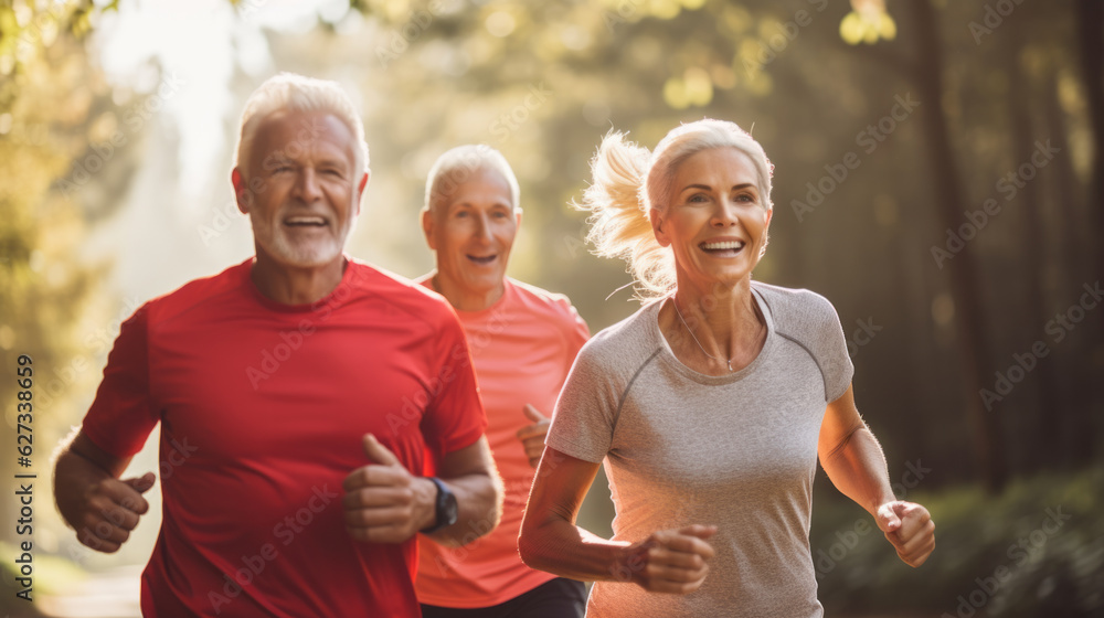 Elderly people running with friend, old persons doing sports Stock ...