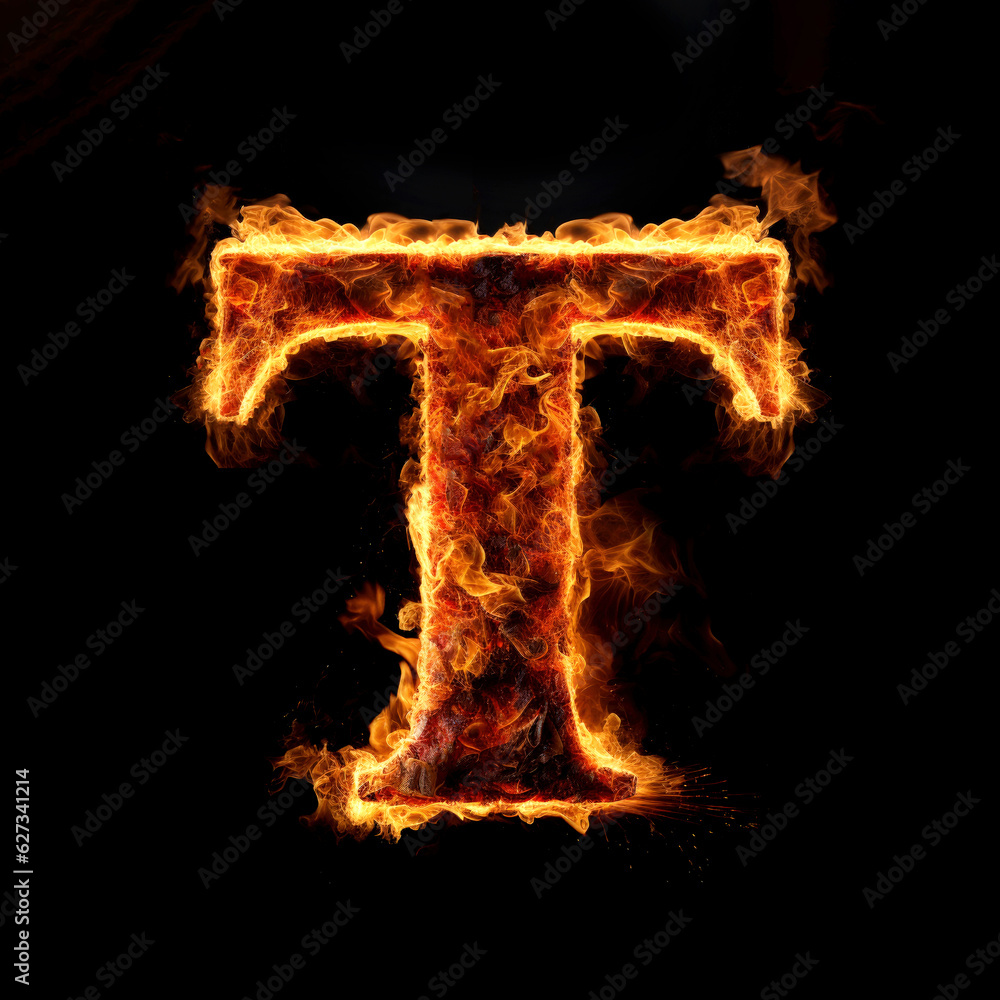 Capital letter T consisting of a flame. Burning letter T. Letter of ... Capital letter T consisting of a flame. Burning letter T. Letter of ...