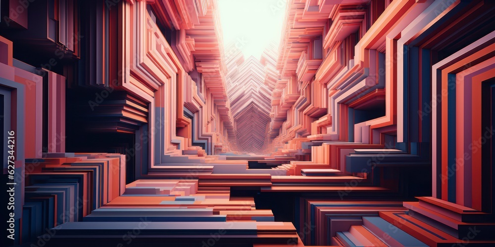 architectural structure with a mesmerizing visual hallucination effect ...