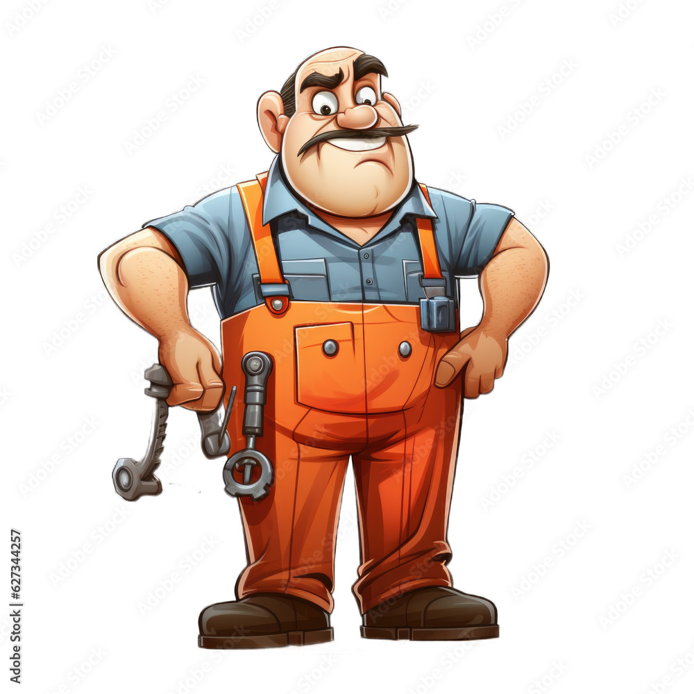 Mechanic cartoon character isolated on transparent background ...