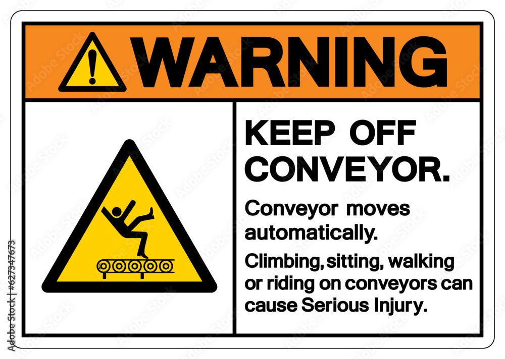 Warning Conyeyor Keep Off Symbol Sign, Vector Illustration, Isolate On ...