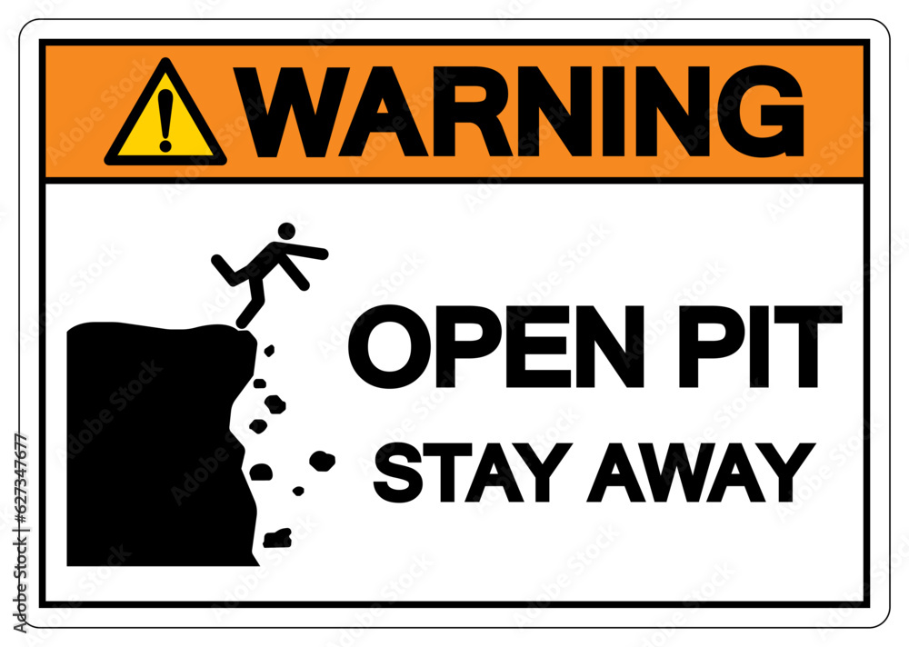 Warning Open Pit Stay Away Symbol Sign ,Vector Illustration, Isolate On ...
