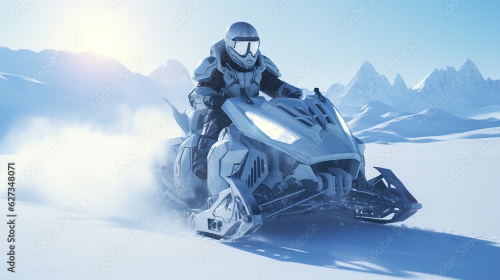 Futuristic snowmobile in the Arctic snows. Generative AI Stock ...