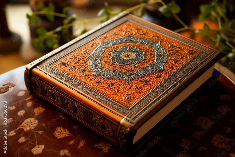 manuscript, adorned with intricate borders, representing the rich ...