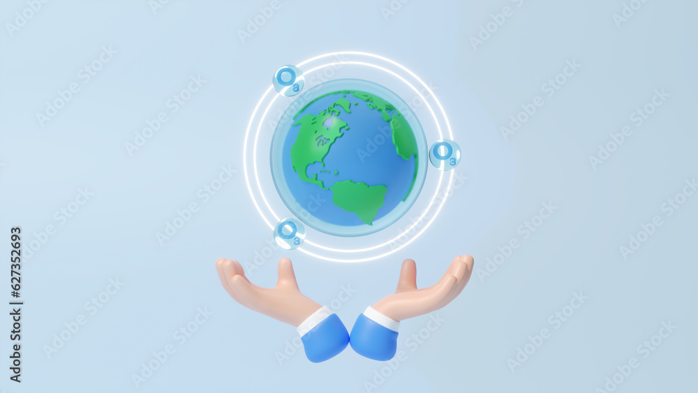 World Ozone Day 16 September concept design with green globe. Global ...