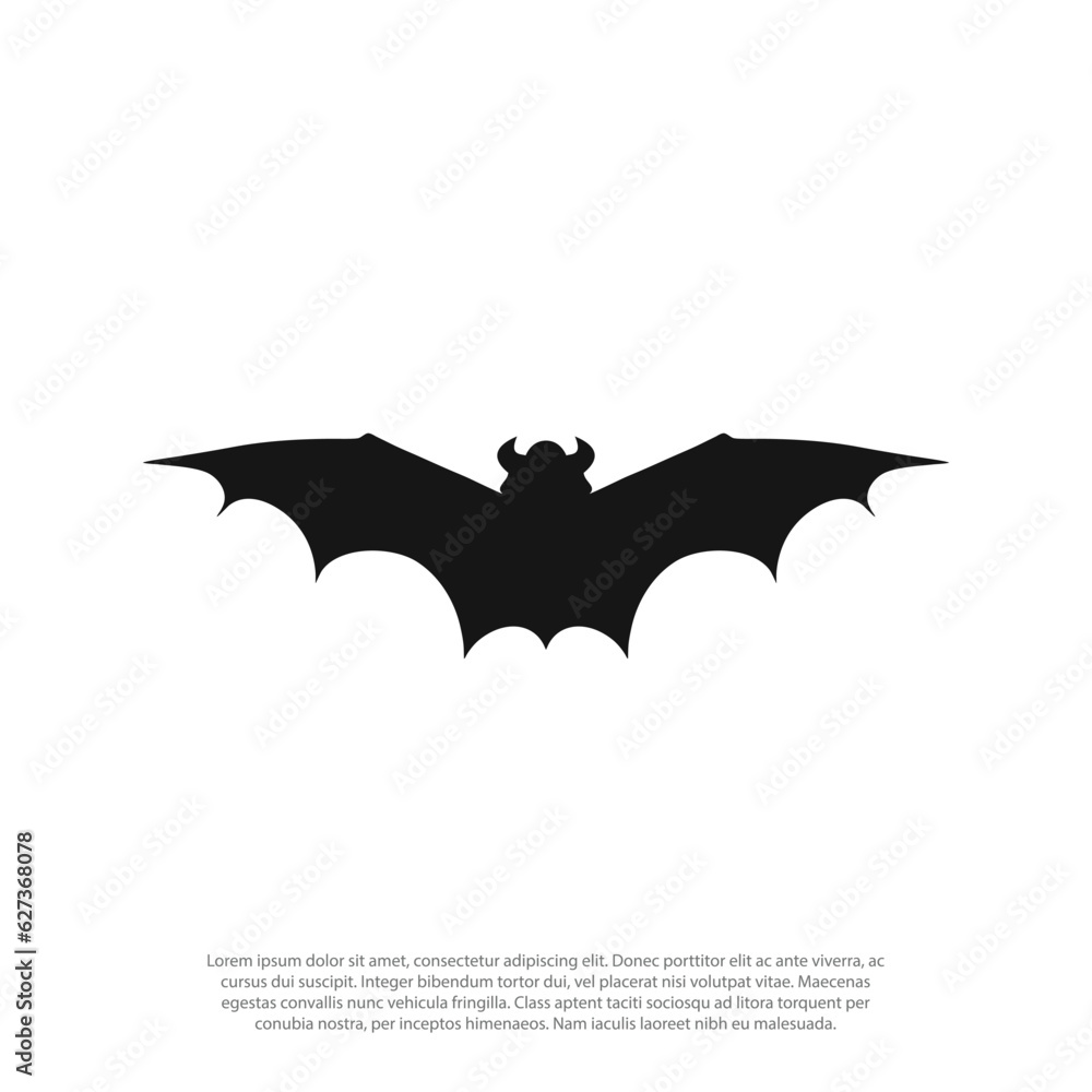 vector silhouette of a black bat for the template and background of the ...