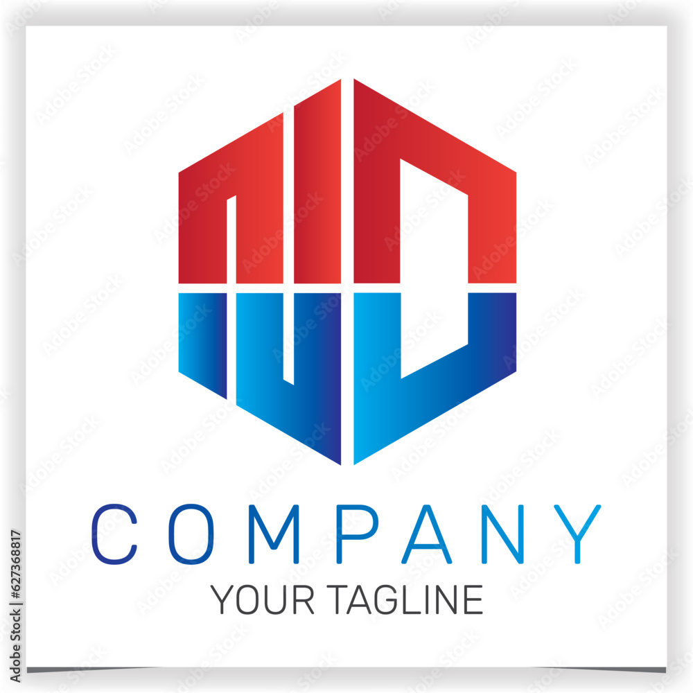 letter ND and NO initial hexagon logo icon premium elegant template ...