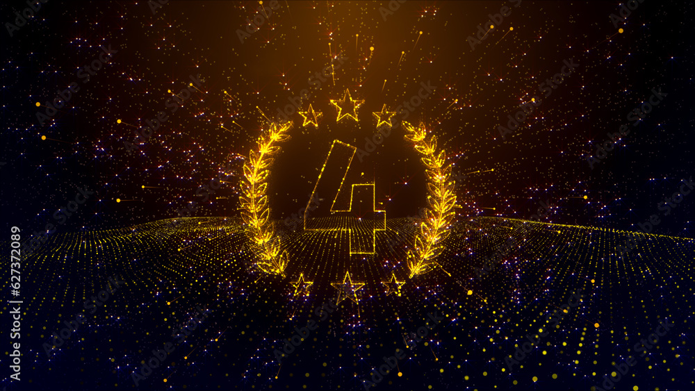 Abstract Celebration Golden Brown Award Number Four Symbol Dotted Lines ...