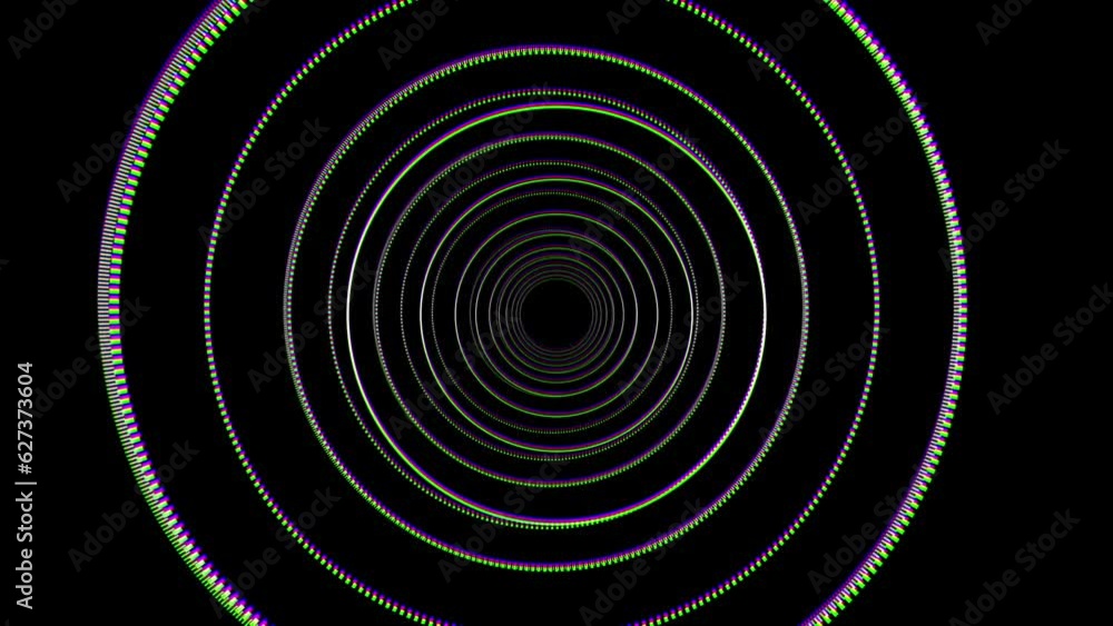 White flowing circle transition on black background, fluid rotation ...