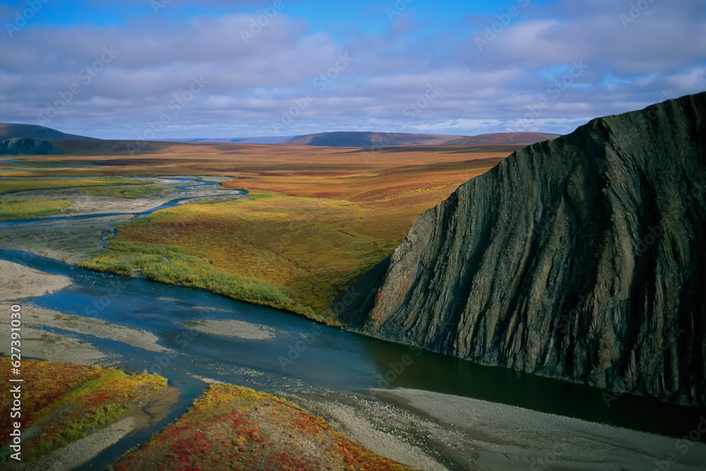 Fall brings color to Verdant Creek, a tributary of the Colville River ...