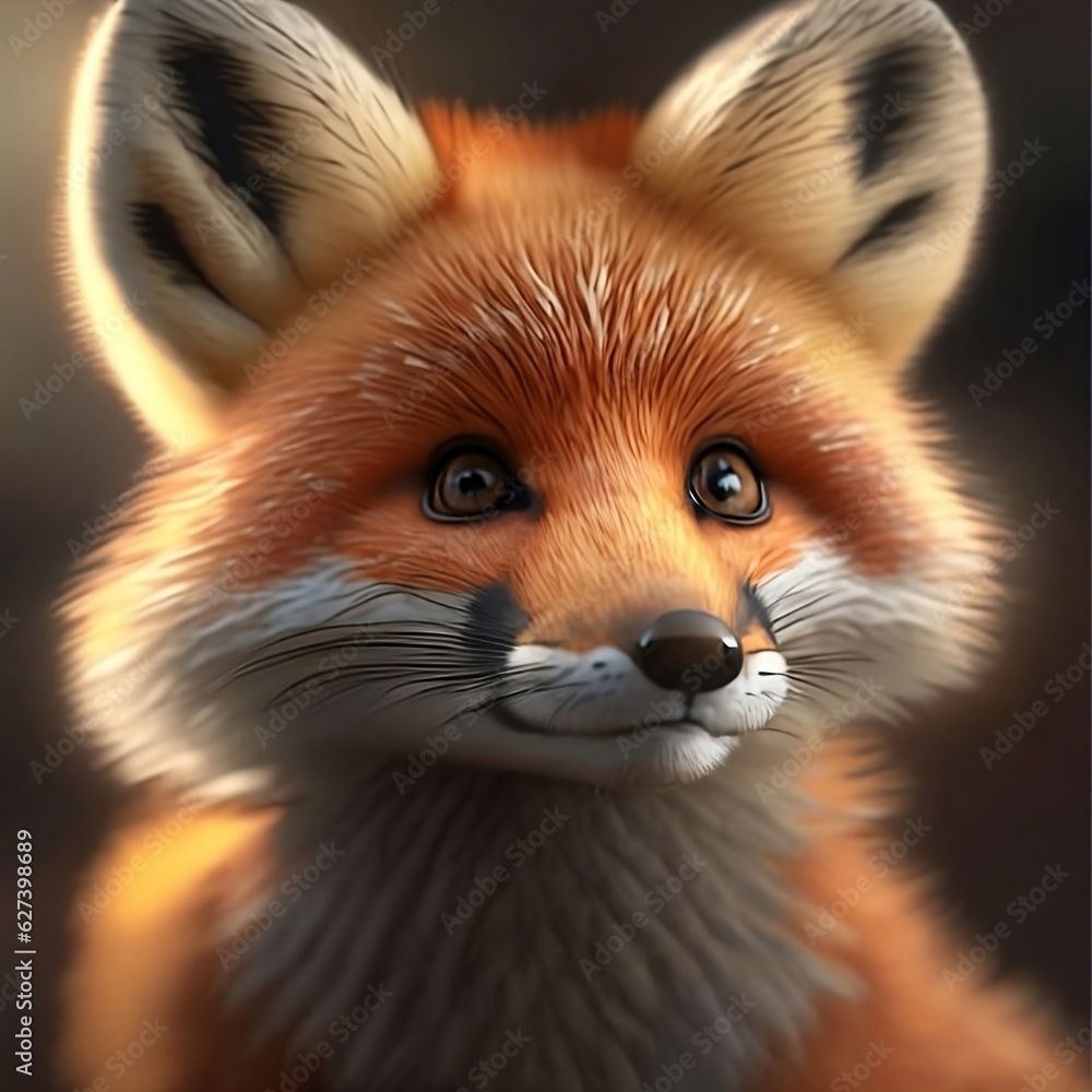 fabulous fluffy red fox, close-up, fairy tale fox cub, cute liquid ...
