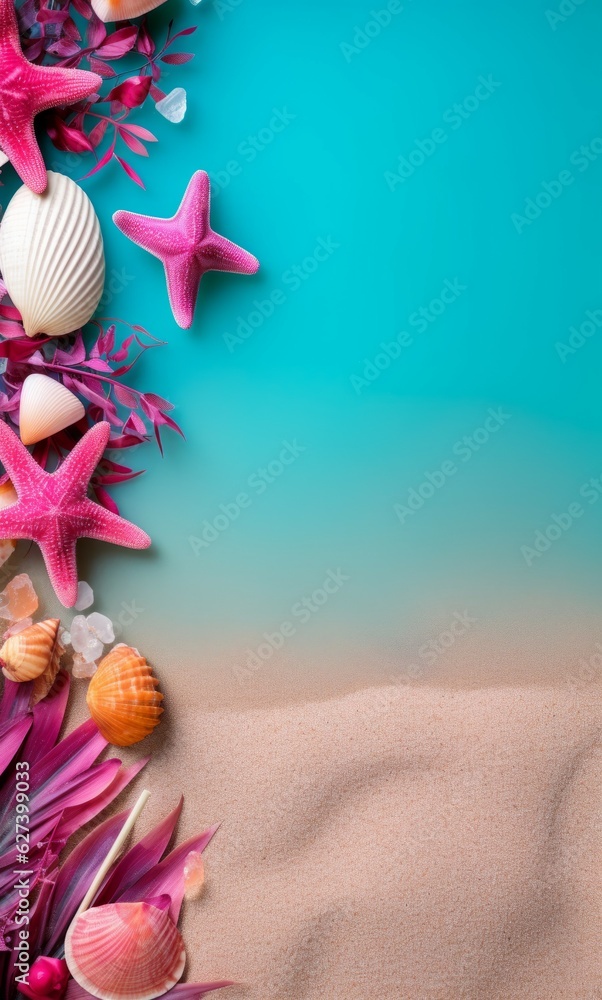 Beach themed frame for Flyers, Menù or Posters with Holiday Vacation ...
