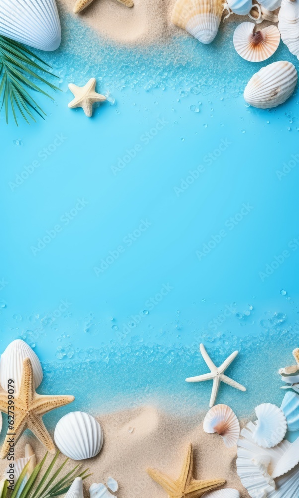 Beach themed frame for Flyers, Menù or Posters with Holiday Vacation ...