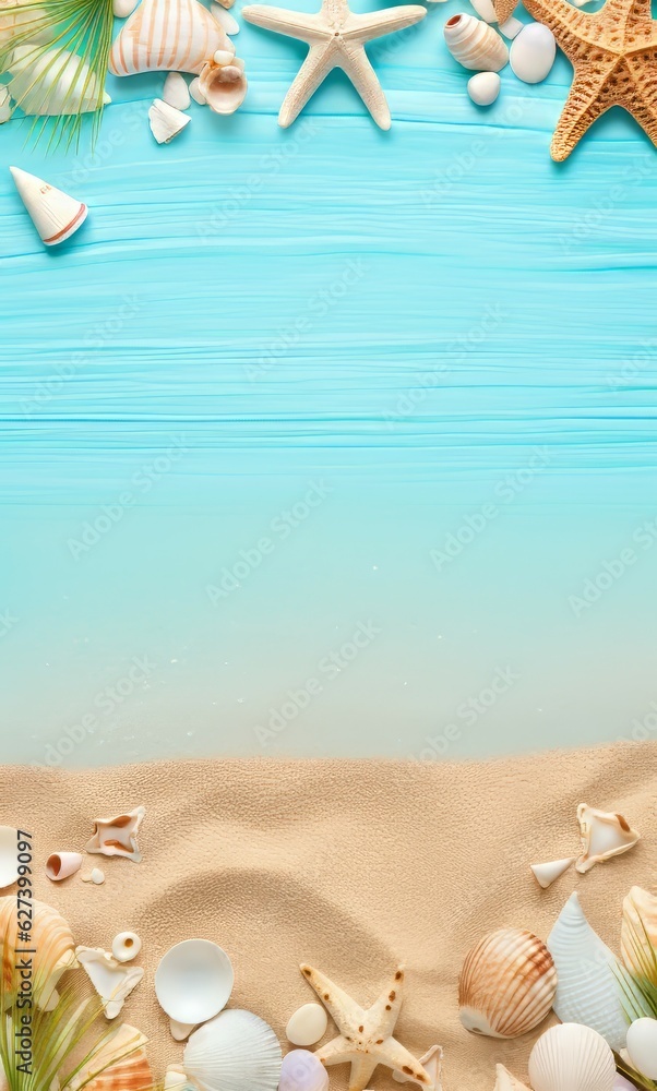 Beach themed frame for Flyers, Menù or Posters with Holiday Vacation ...
