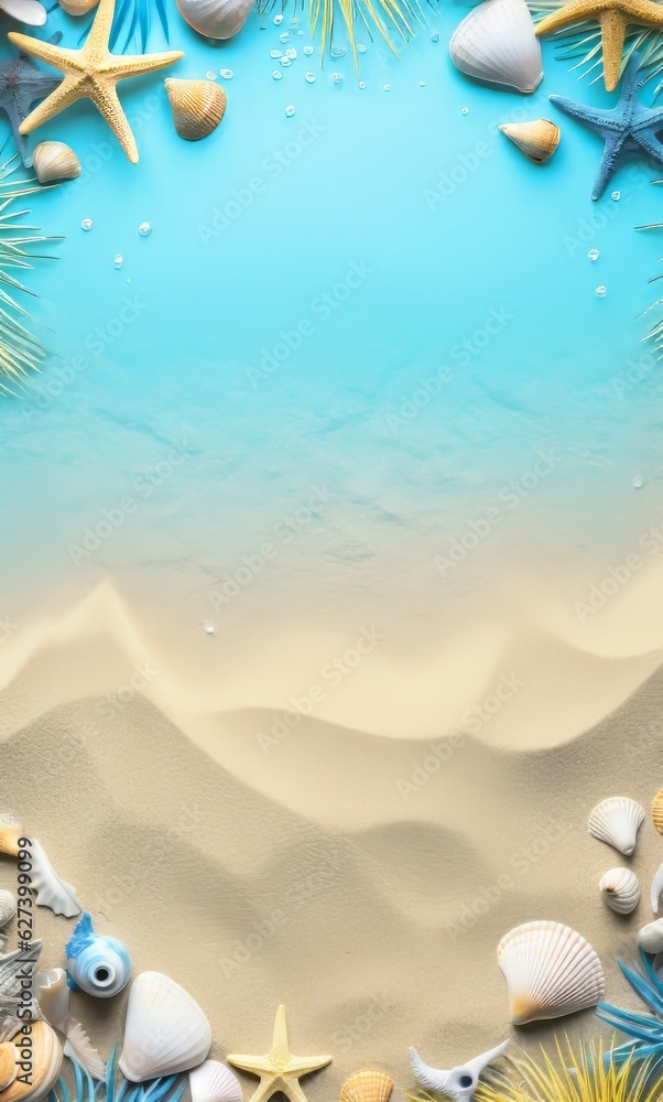 Beach themed frame for Flyers, Menù or Posters with Holiday Vacation ...