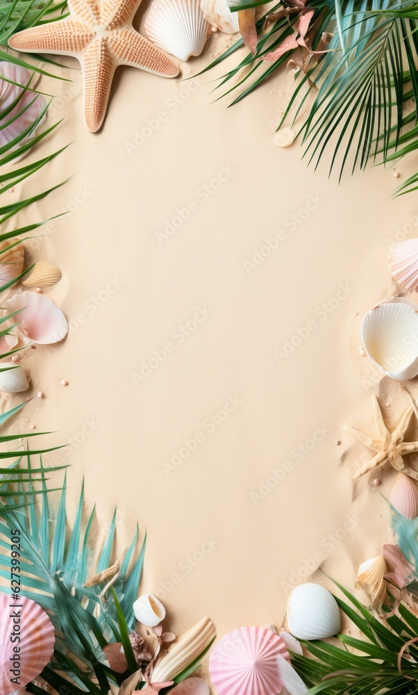 Beach themed frame for Flyers, Menù or Posters with Holiday Vacation ...