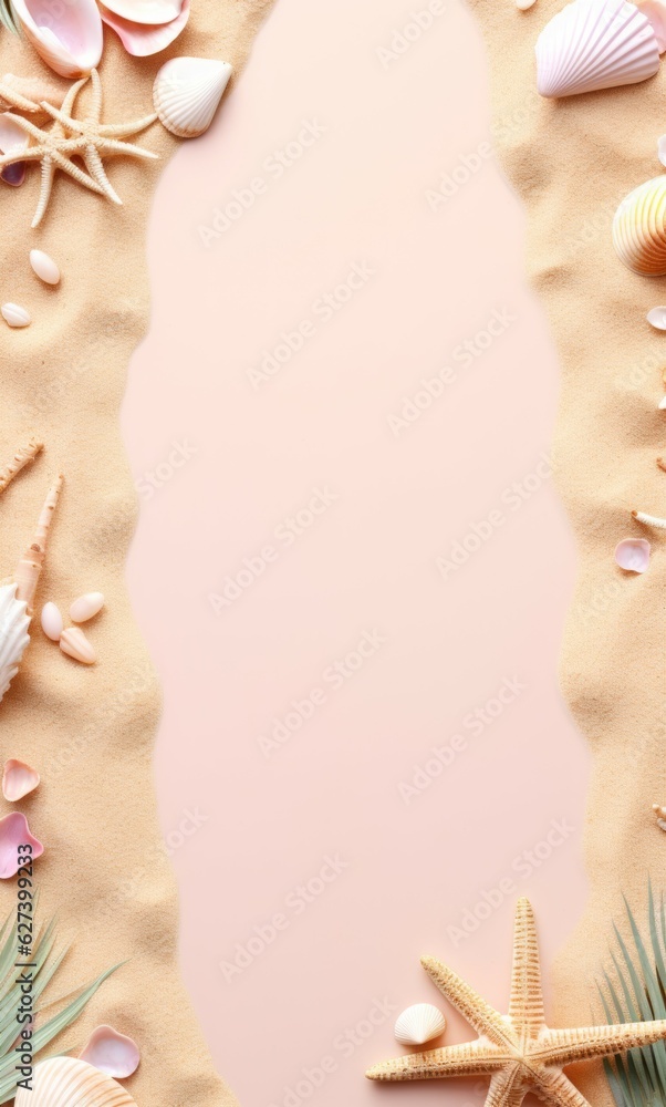 Beach themed frame for Flyers, Menù or Posters with Holiday Vacation ...