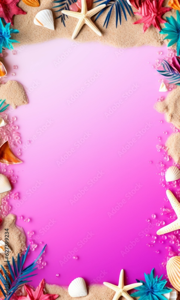 Beach themed frame for Flyers, Menù or Posters with Holiday Vacation ...