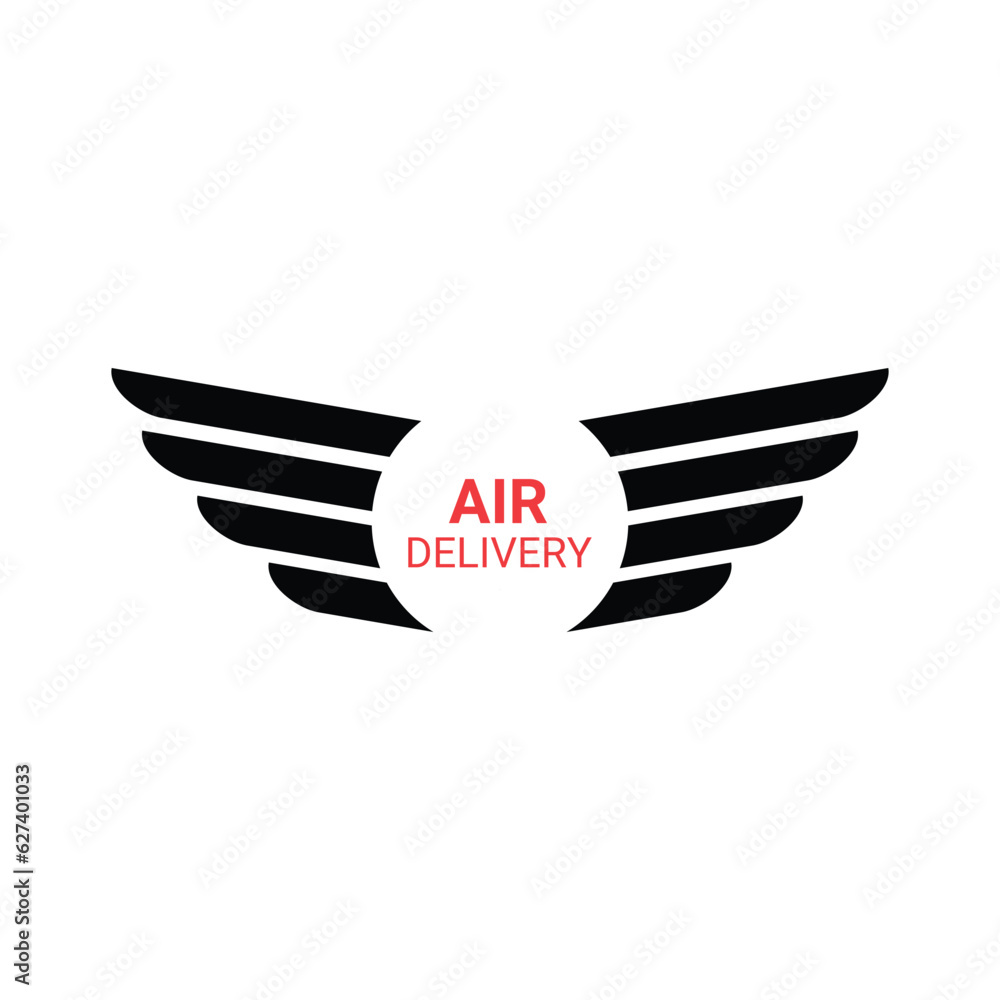 air delivery logo with black wings. concept of courier, shipment, email ...