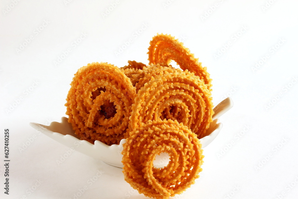 Indian Traditional homemade Tea Time Snack Chakli or chakri a spiral ...