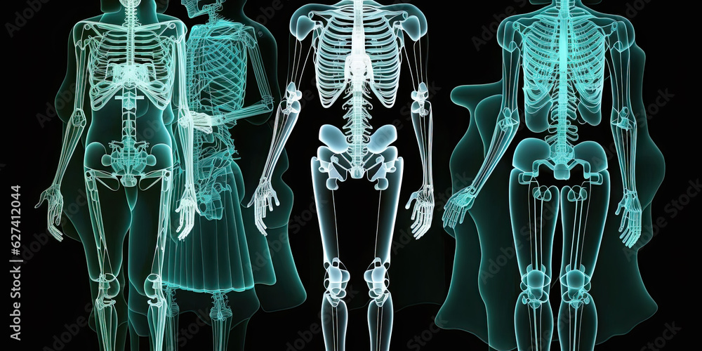 X-ray of human body: An image of the human body, including bones and ...