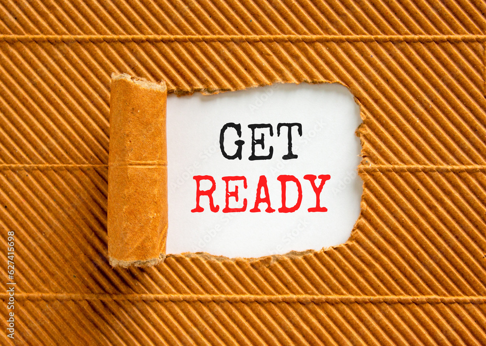 Get ready symbol. Concept words Get ready on beautiful white paper on a ...