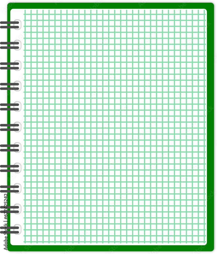 Green Grid Paper Spiral Notebook Stock Illustration | Adobe Stock