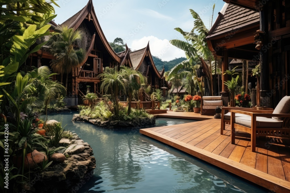 Southeast Asian style luxury hotel with pool, Thai style pool hotel ...