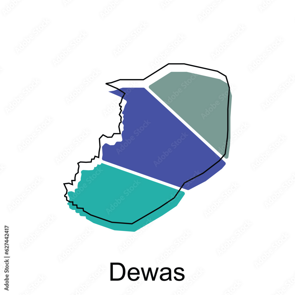 map of Dewas design template with outline graphic sketch style isolated ...