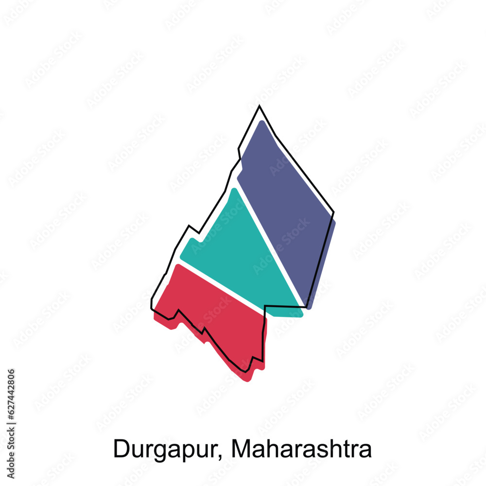 Vecteur Stock Durgapur, Maharshtra City of India map vector ...