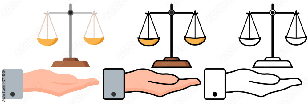 Isolated scale in hand vector icon with transparent background and ...