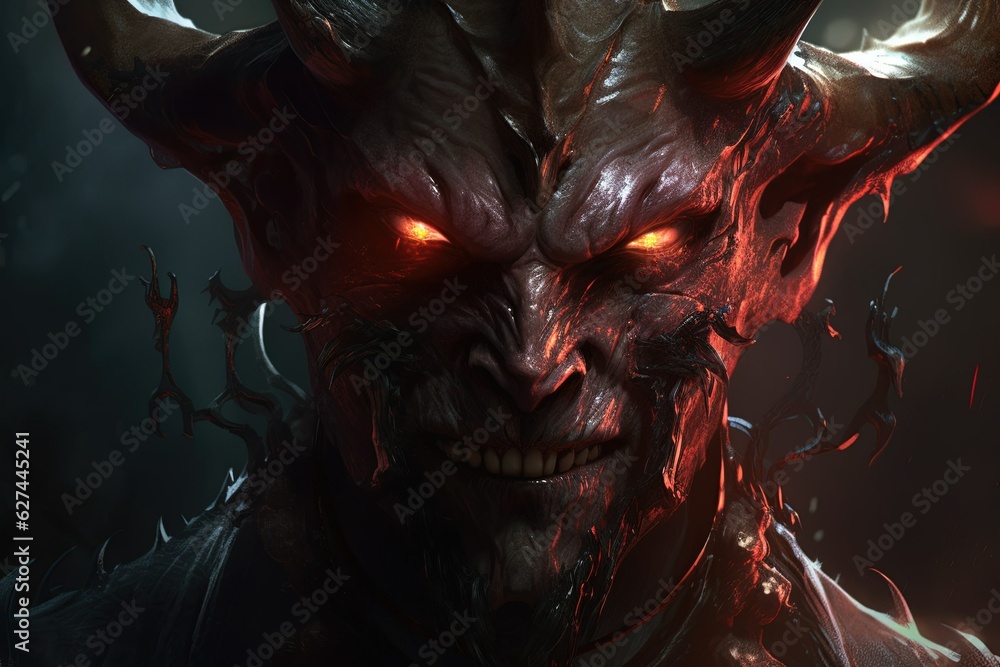 magnificently evil demon portrait created with Generative AI technology ...