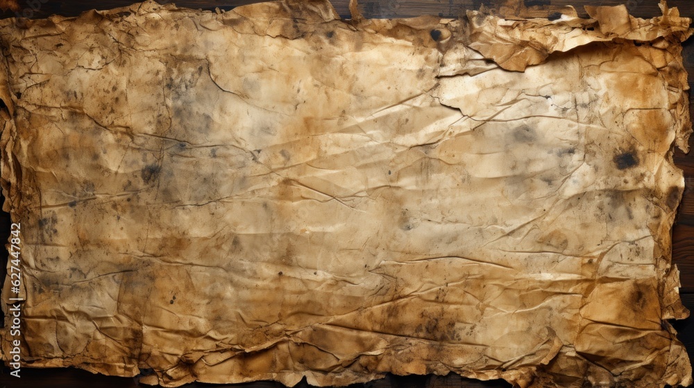Frame of brown beige old damaged torn paper, cardboard drawing texture ...