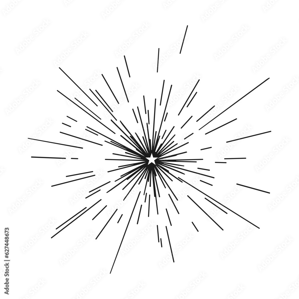 Halftone effect Sunburst line with star Vector. explosion, starburst ...