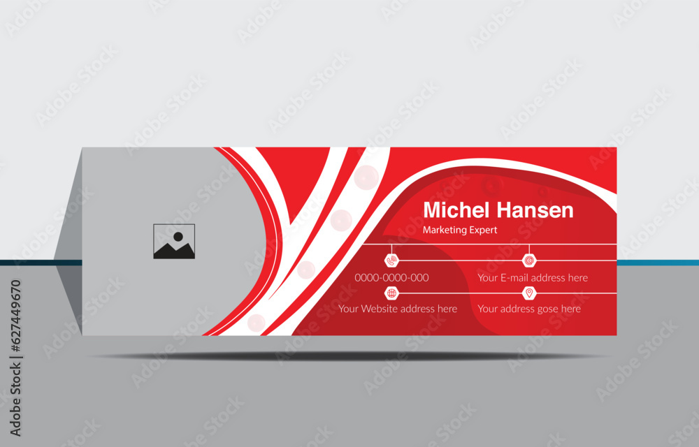 Vetor de personal red email signature template signature simple ...