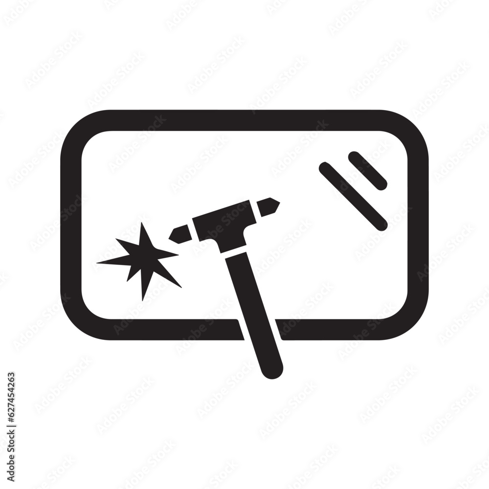 Emergency exit icon. Break the window. Break glass in case of emergency ...