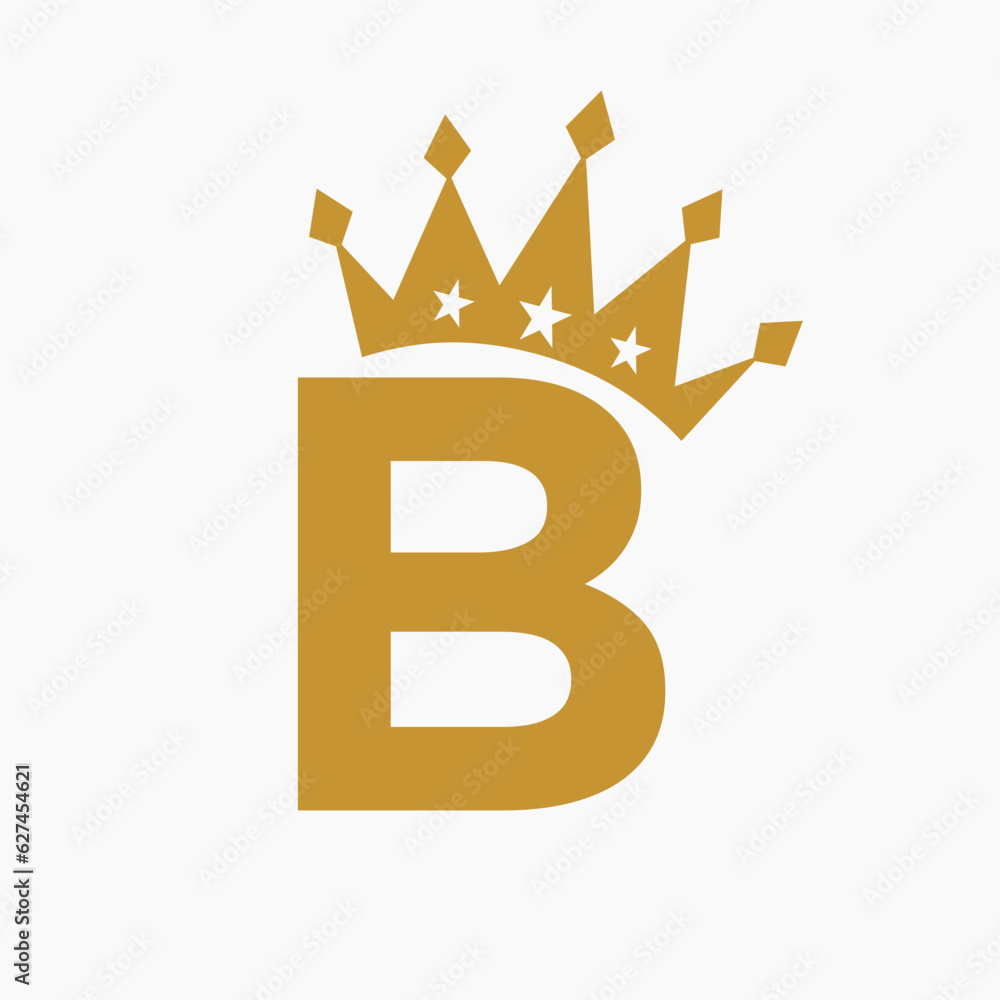 Crown Logo On Letter B Luxury Symbol. Crown Logotype Template Stock ...