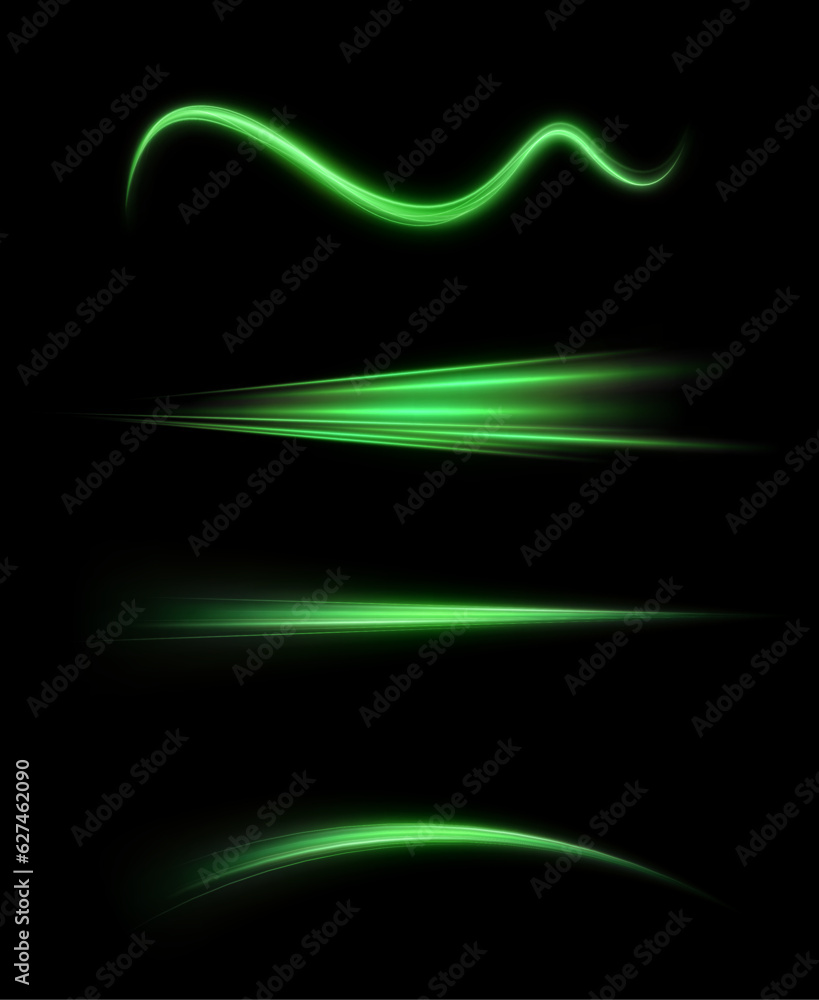 Vektorová grafika „Luminous green lines png of speed. Light glowing ...