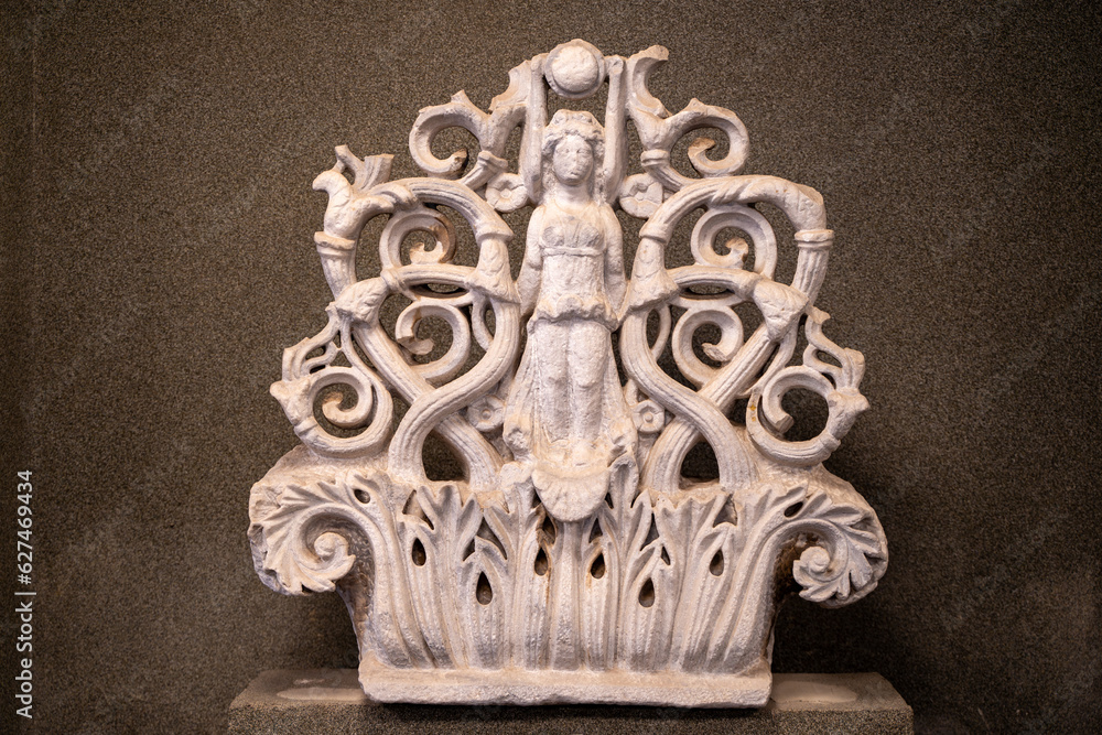 Acroter from the Roman period in the Bergama Museum. Izmir, Turkey ...