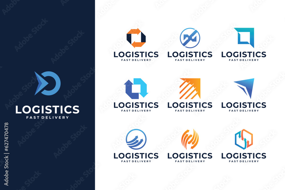 Logistic logo design. Creative delivery logo design collection. Stock ...