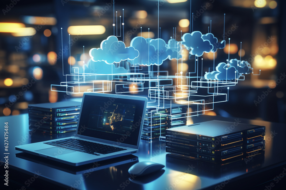 Online, cloud storage, contact, computing, tablet, phone home devices ...