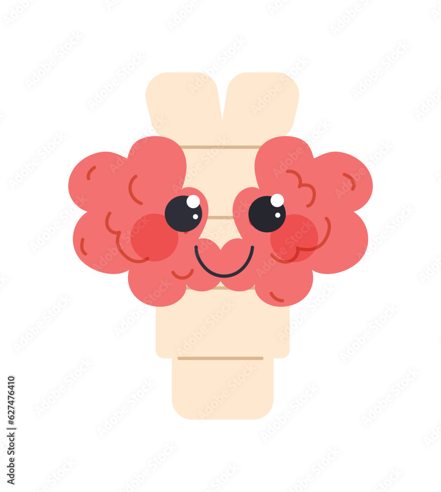 Cute human thyroid gland concept. Biology, anatomy and physiology ...