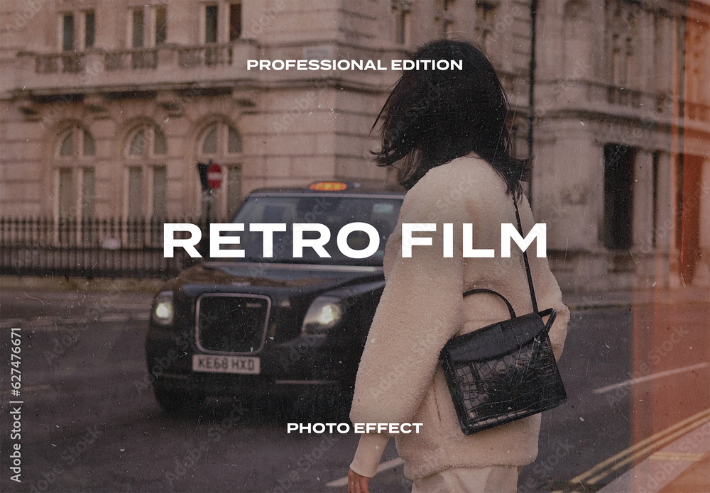 Retro Film Photo Effect Mockup Template Grain Overlay Print ...